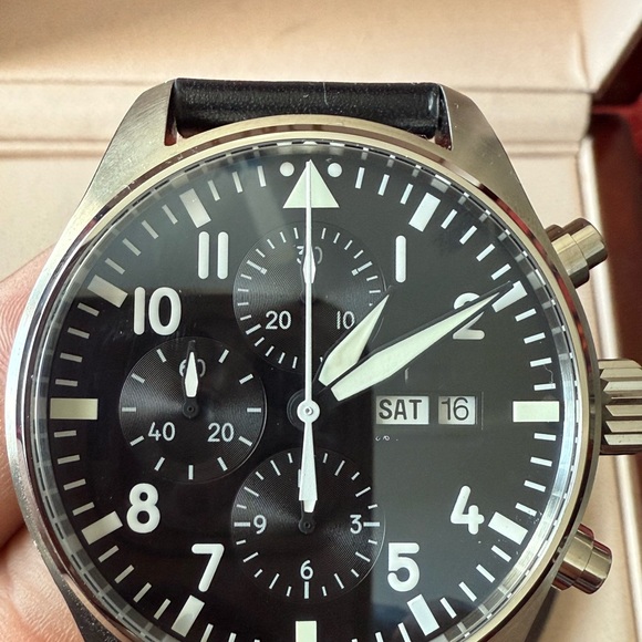 IWC | Accessories | Iwc Black And Silver Chronograph Watch | Poshmark